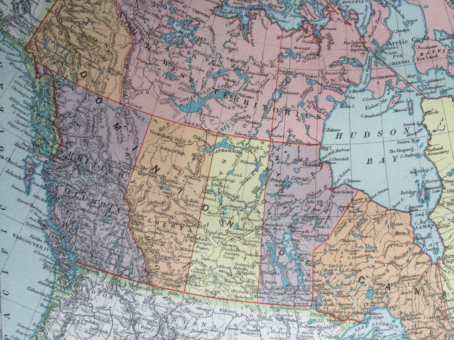 1920 DOMINION OF CANADA Original Vintage Map, 12 x 14.5 inches ...