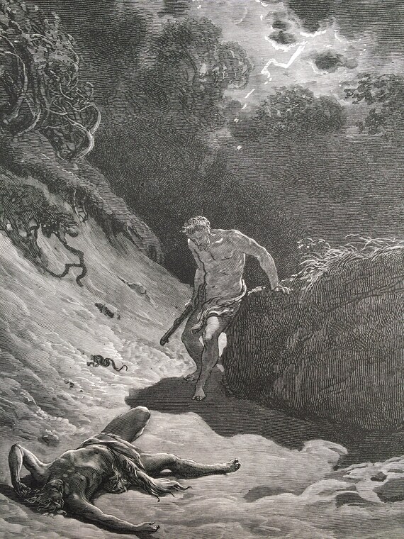 1870 The Death of Abel Original Antique Gustave Dore Engraving | Etsy