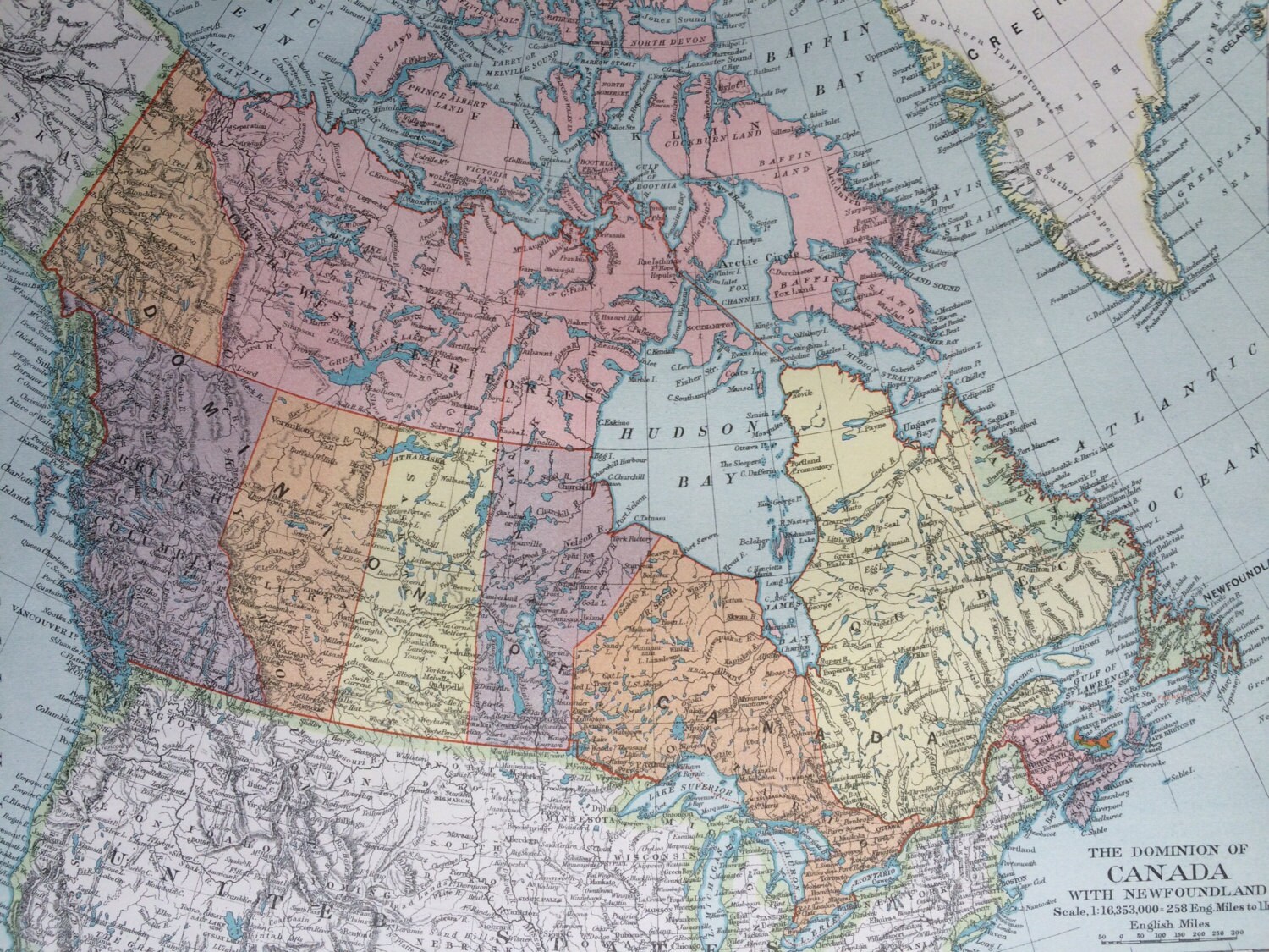 1920 DOMINION OF CANADA Original Vintage Map, 12 x 14.5 inches ...
