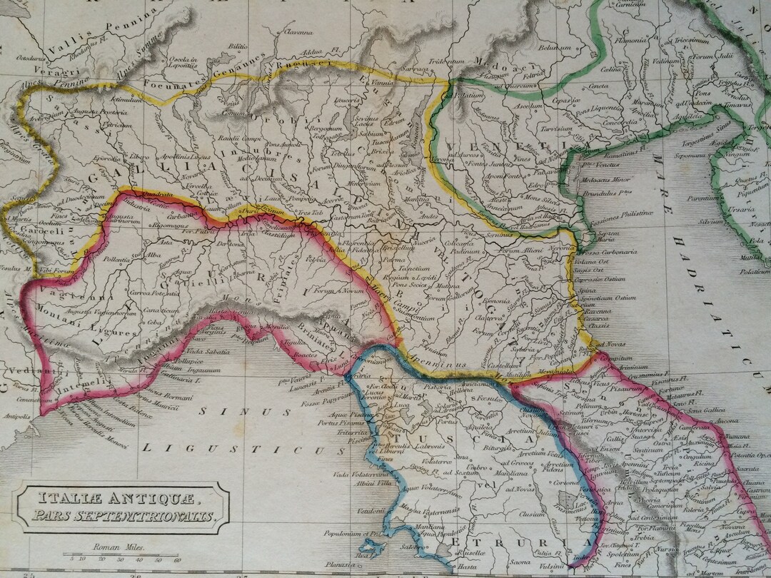 1829 Northern Italy (italiae Antiquae) Original Antique Hand-coloured ...