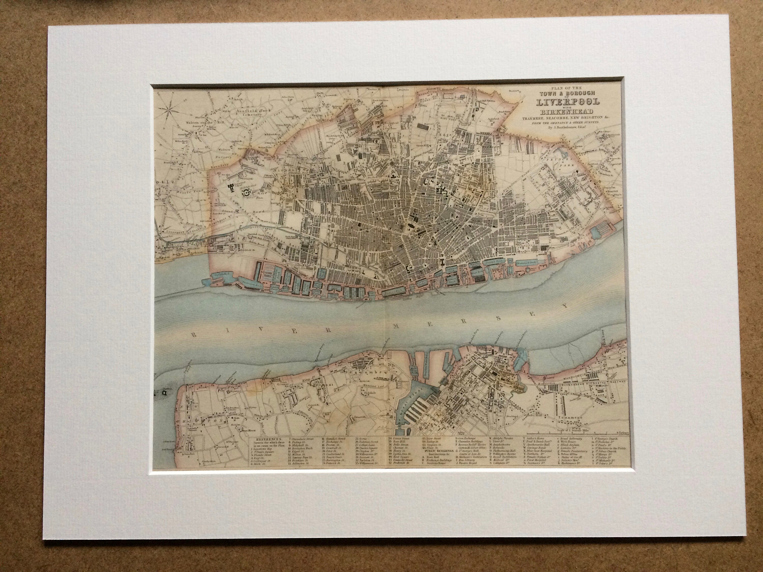 1870 Plan of the Town & Borough of Liverpool with Birkenhead Original ...