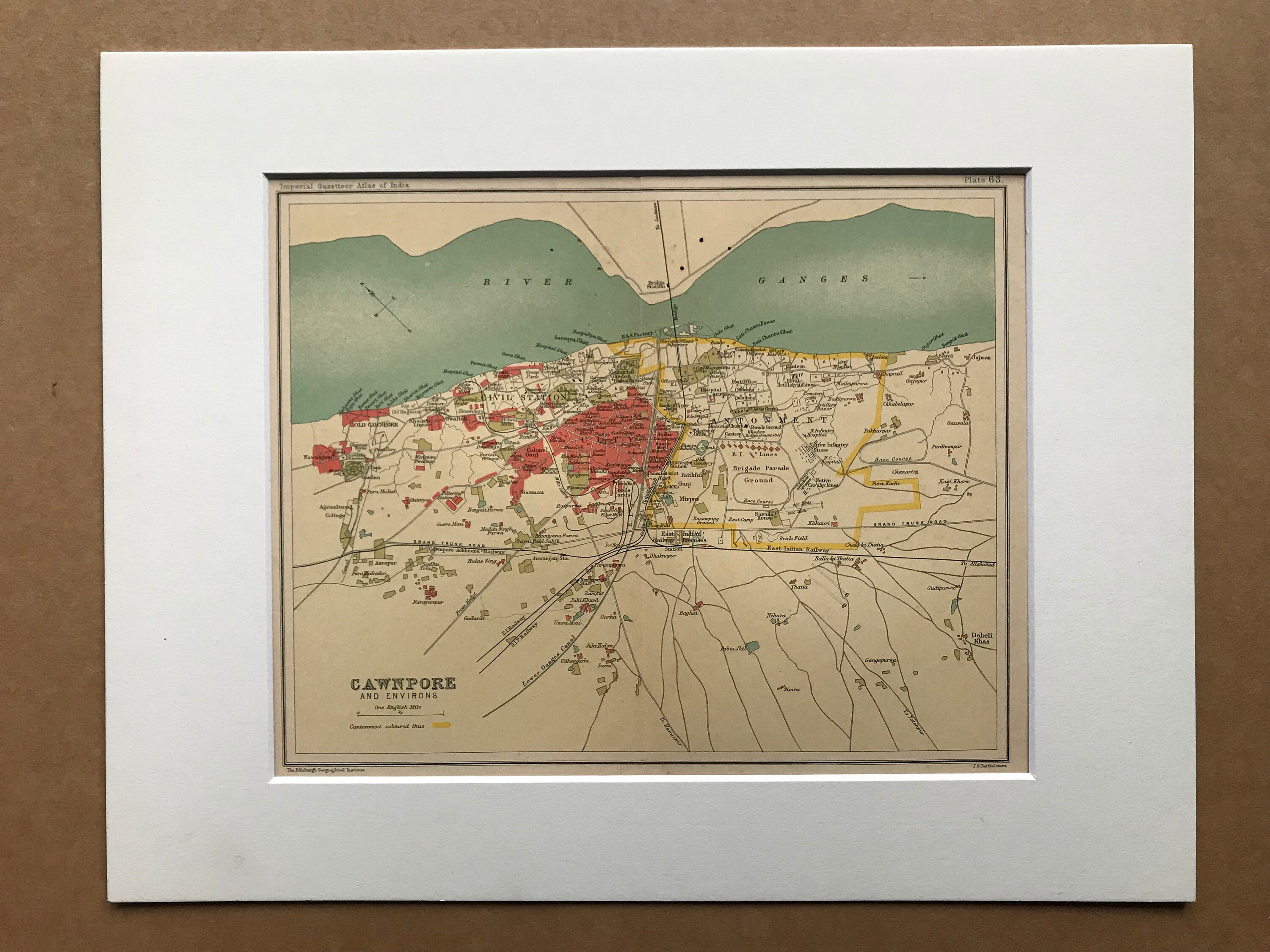 1908 Cawnpore (Kanpur) and Environs Original Antique Map - Available ...
