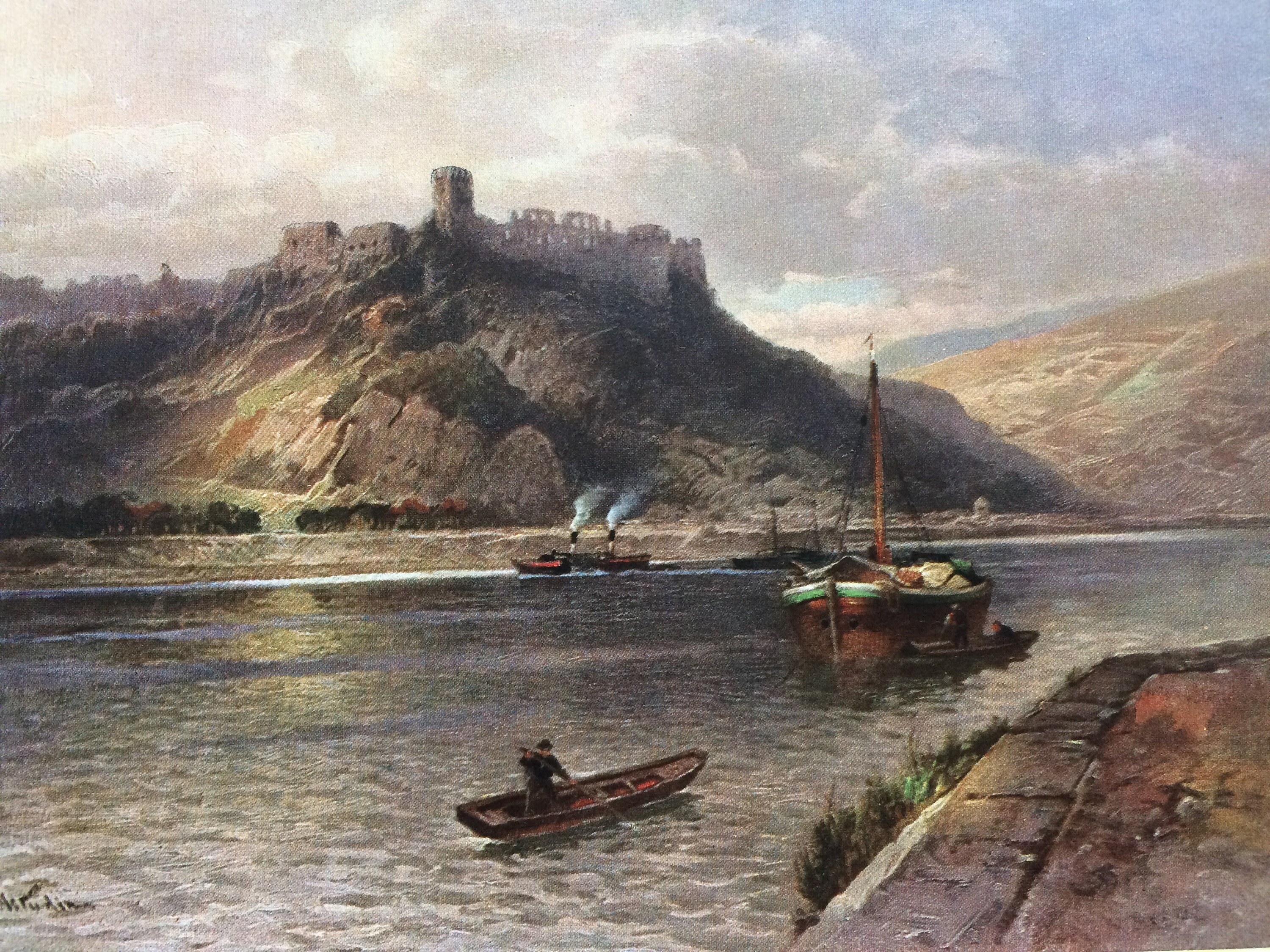 1922 Ruine Rheinfels Original Antique Lithograph - Decorative Wall Art ...