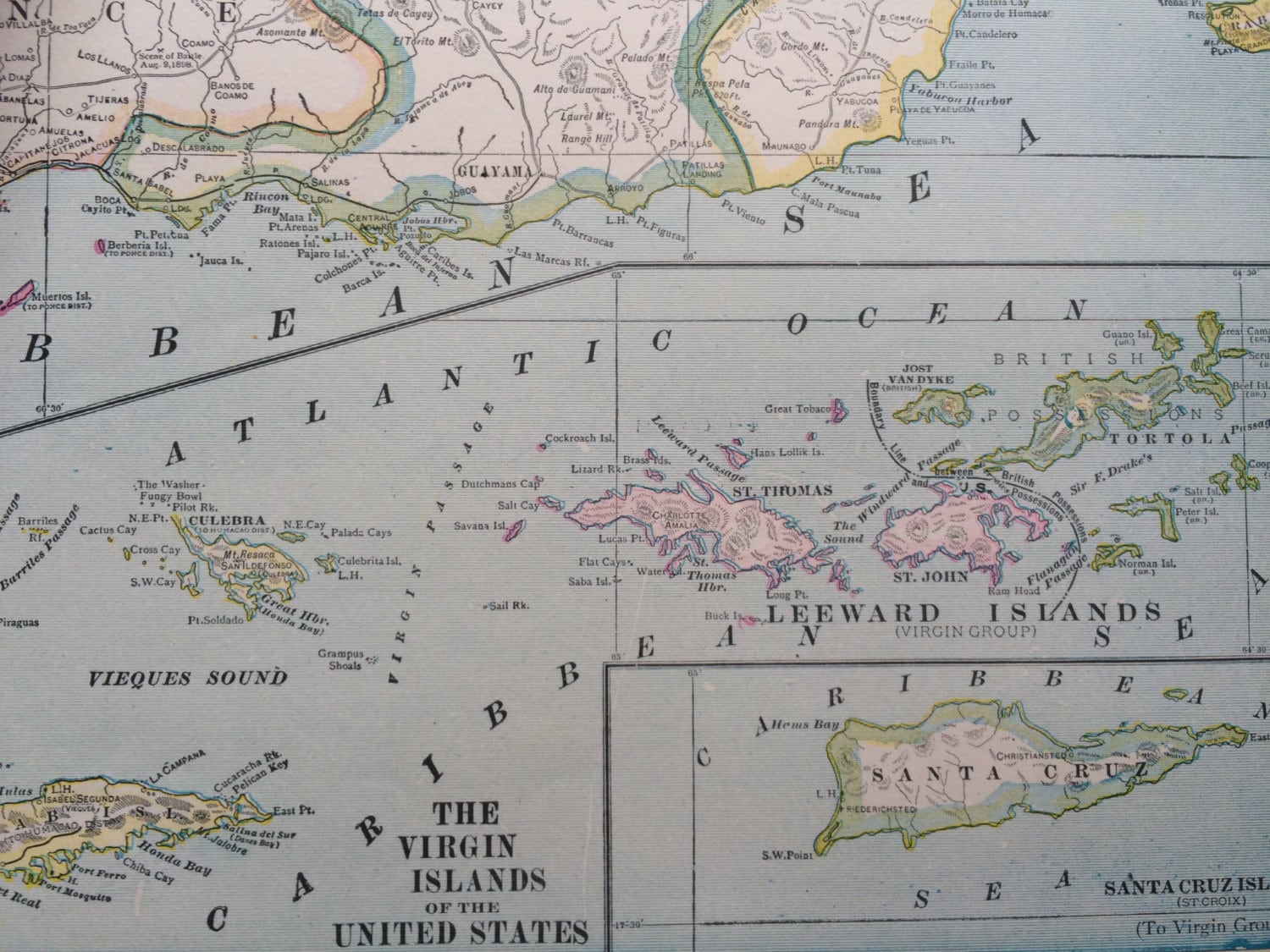 1936 PUERTO RICO Original Vintage Map, 11.5 x 14.5 inches, Home Decor ...