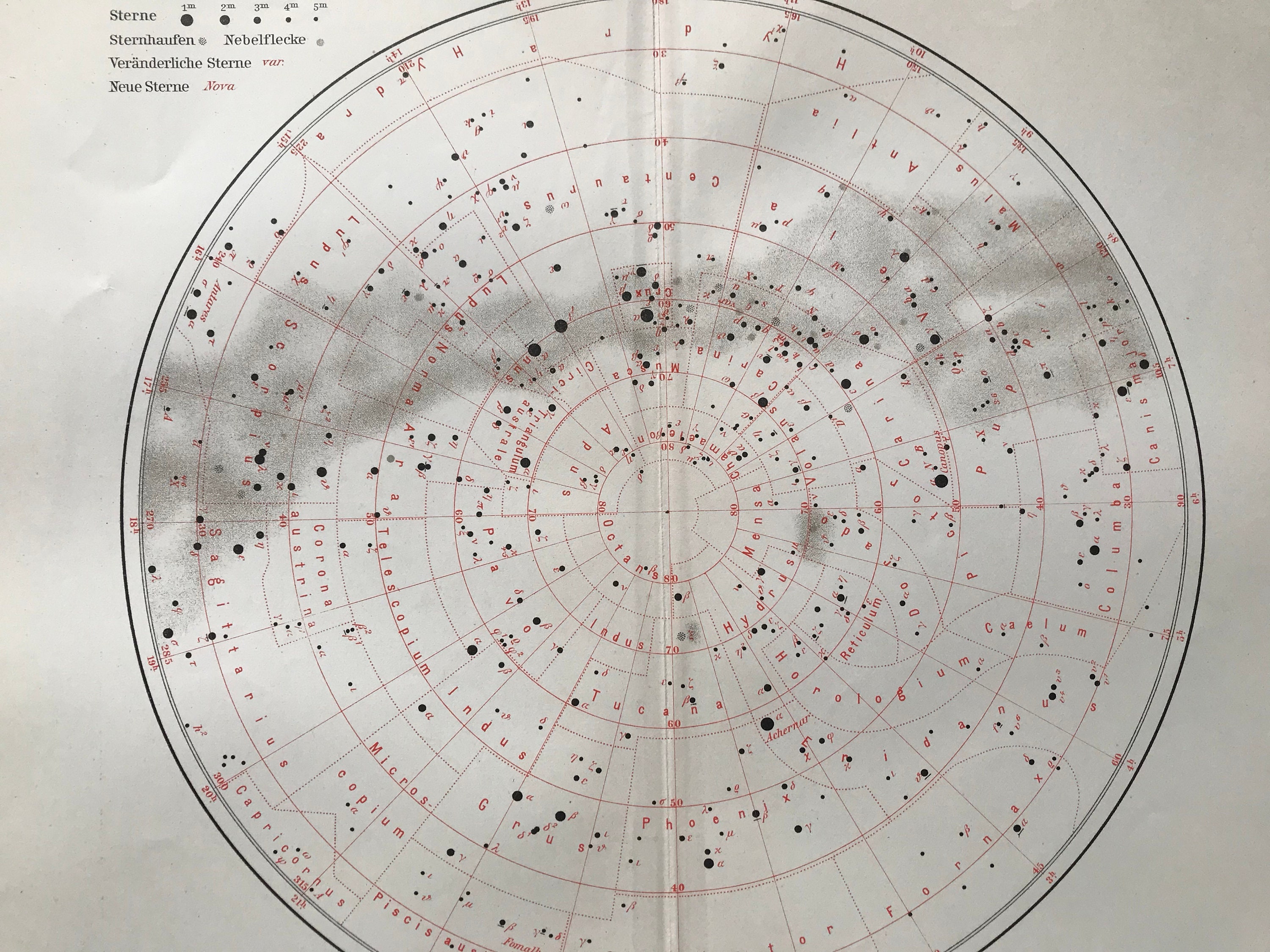 1898 Southern Starry Sky Map Large Original Antique Lithograph ...