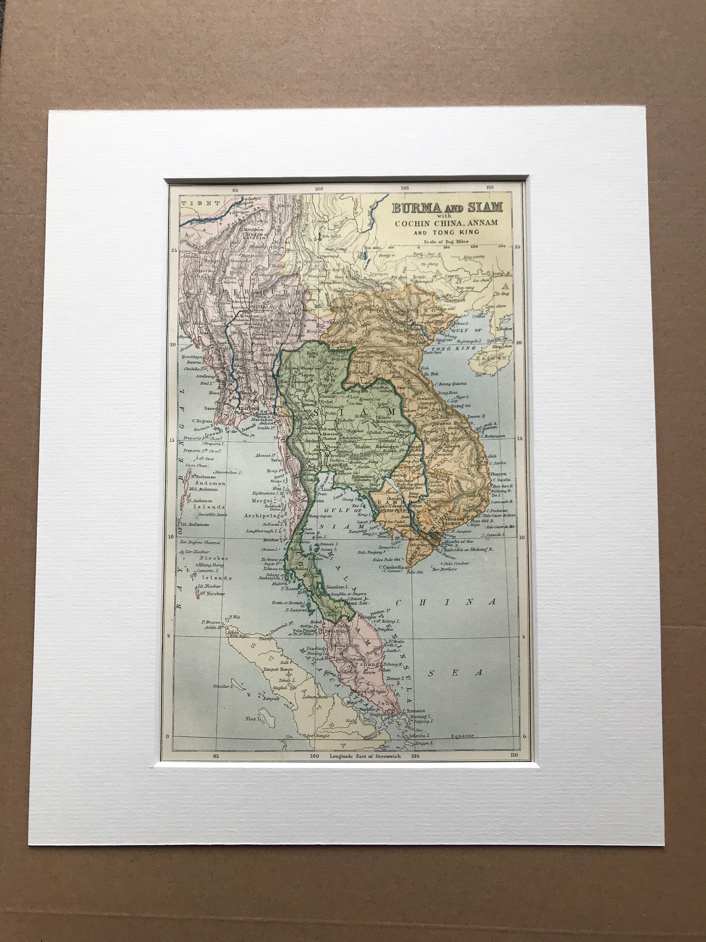 1904 Burma and Siam with Cochin China, Annam and Tong King Original ...