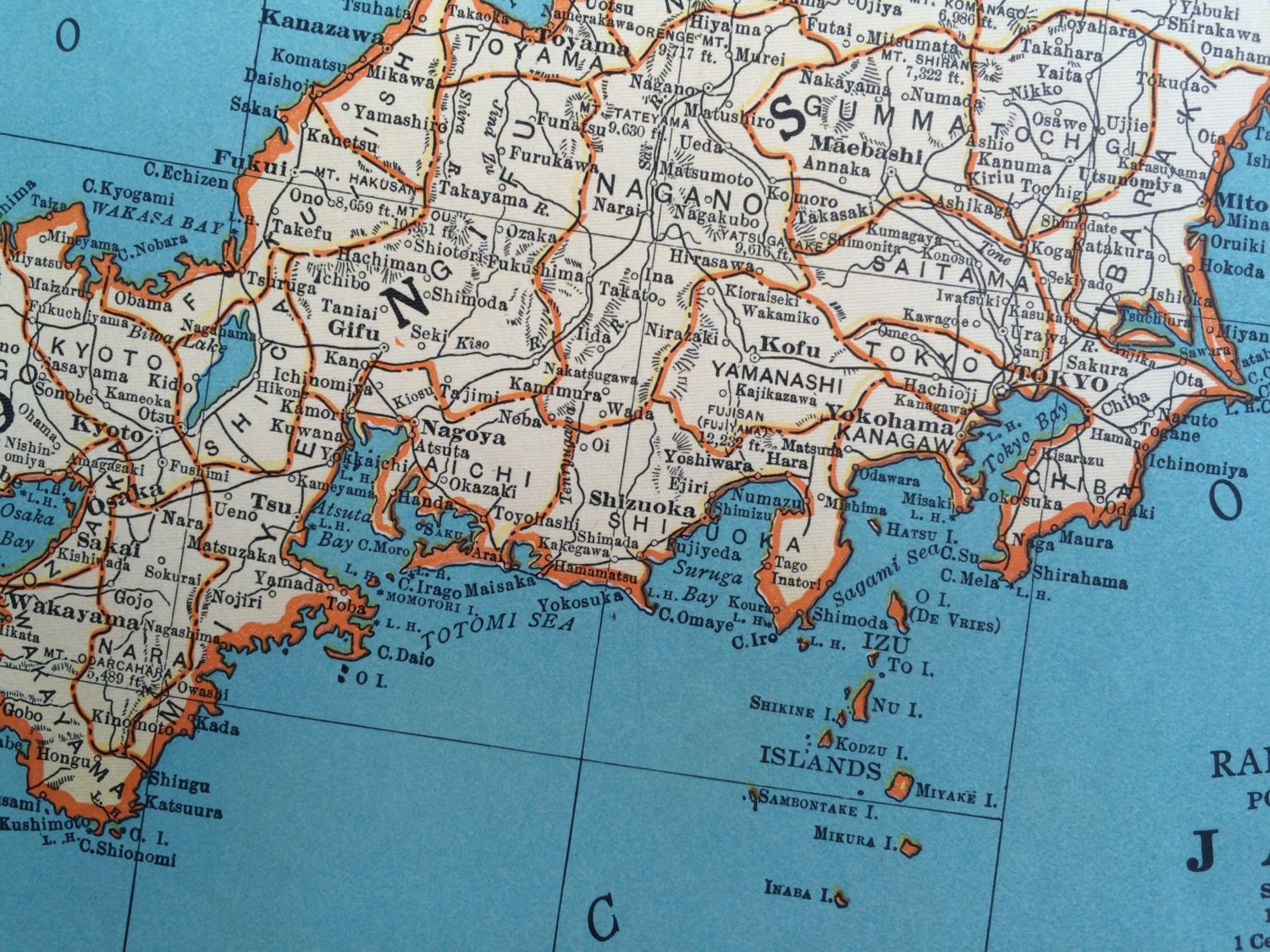 1937 JAPAN Original Vintage Map, 11 x 14 inches, Rand McNally, Home ...