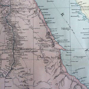 1898 EGYPT Large Original Antique Map, 21.5 X 13.5 Inches, Historical ...