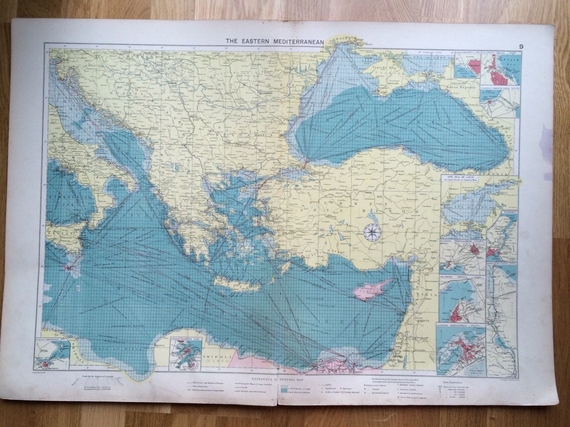 1920 The Eastern Mediterranean mercantile marine map - extra large ...