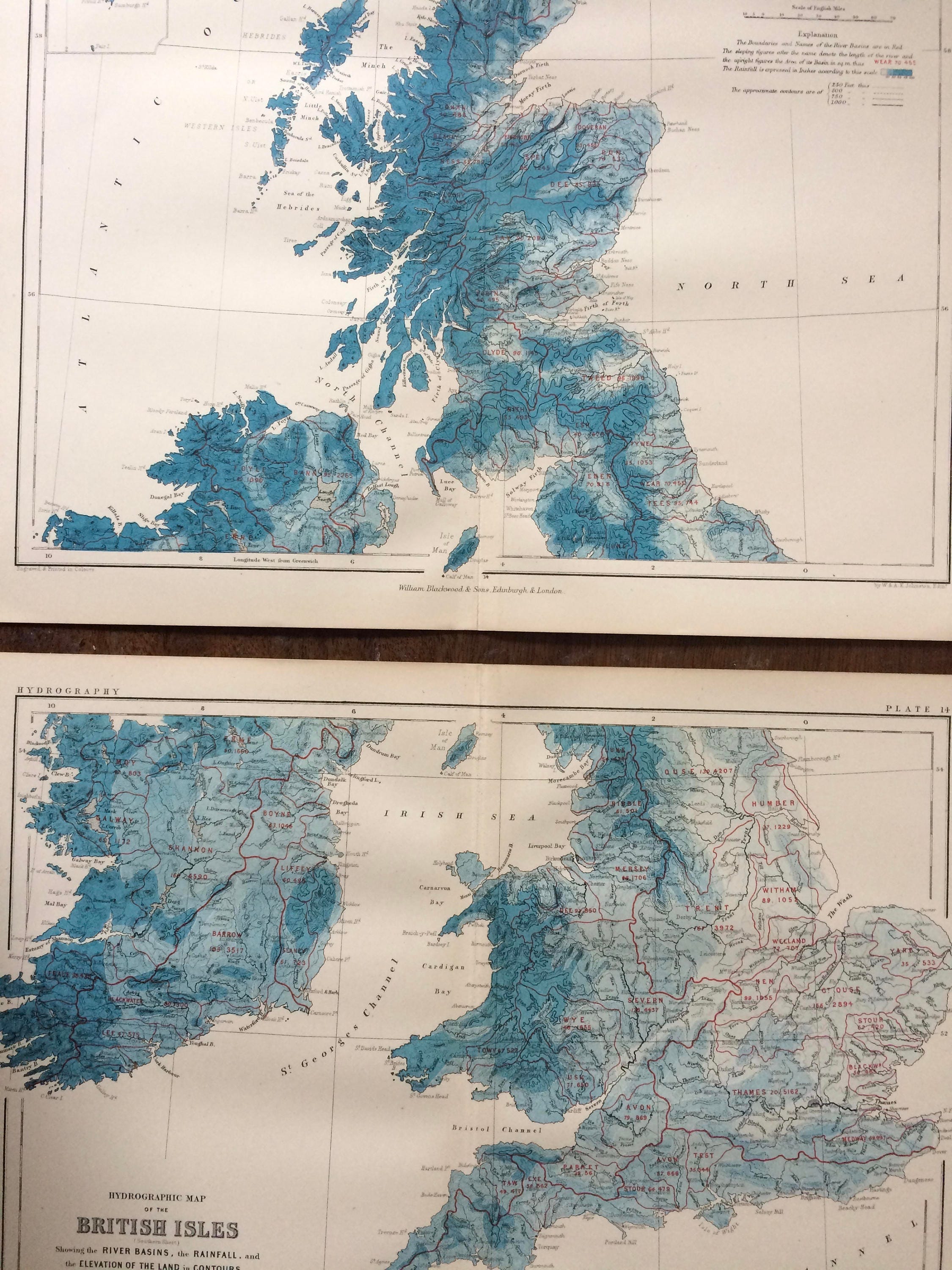 1873 Hydrographic Map of the British Isles - Original Antique Map - Set ...