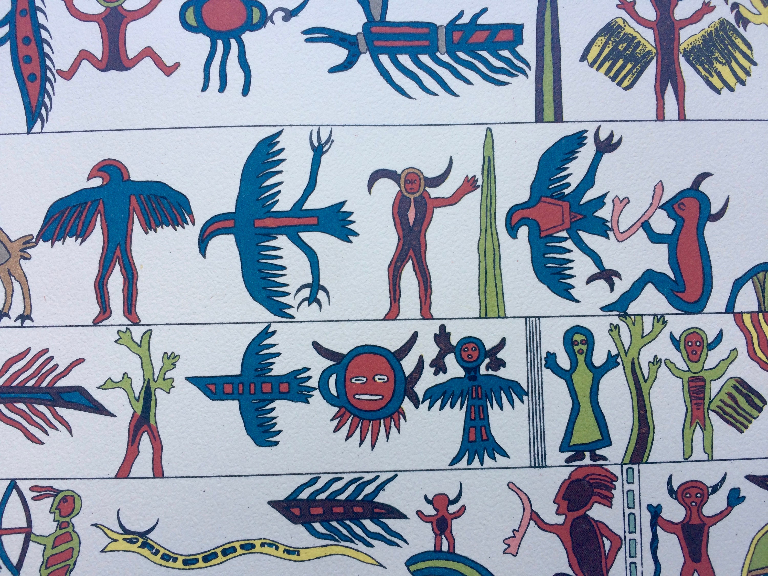 1904 Original Antique Print - Indian Picture Writing - Pictorial Script ...