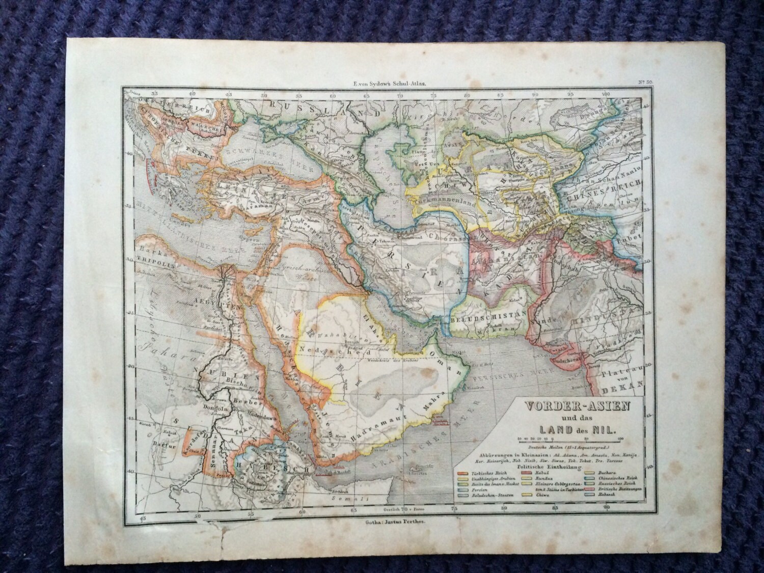 1861 MIDDLE EAST original antique hand coloured map