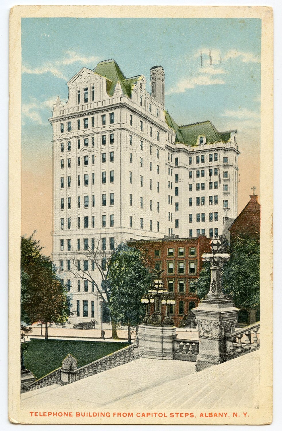 1919 Telephone Building from Capitol Steps, Albany, New York antique ...