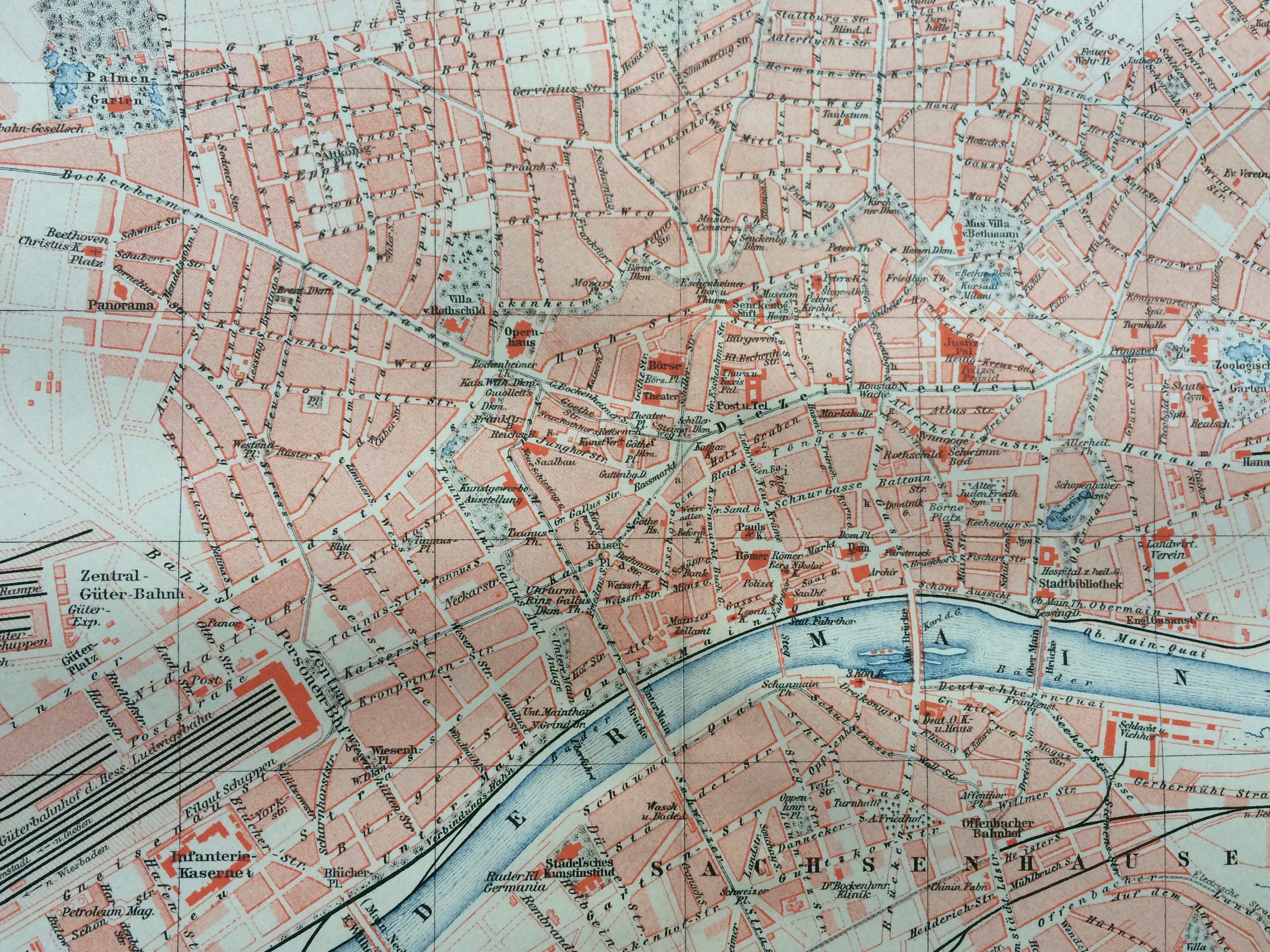 1895 Frankfurt Original Antique Map - Available Mounted and Matted ...