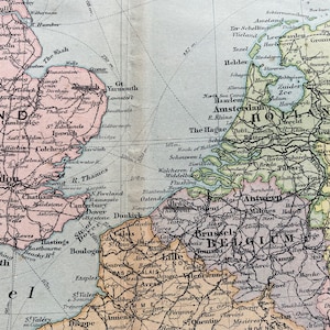 1896 British Isles and Northern Europe Original Antique Map - Large ...