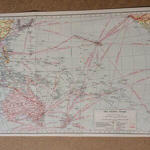 1940s the Pacific Ocean Original Vintage Map Showing National ...