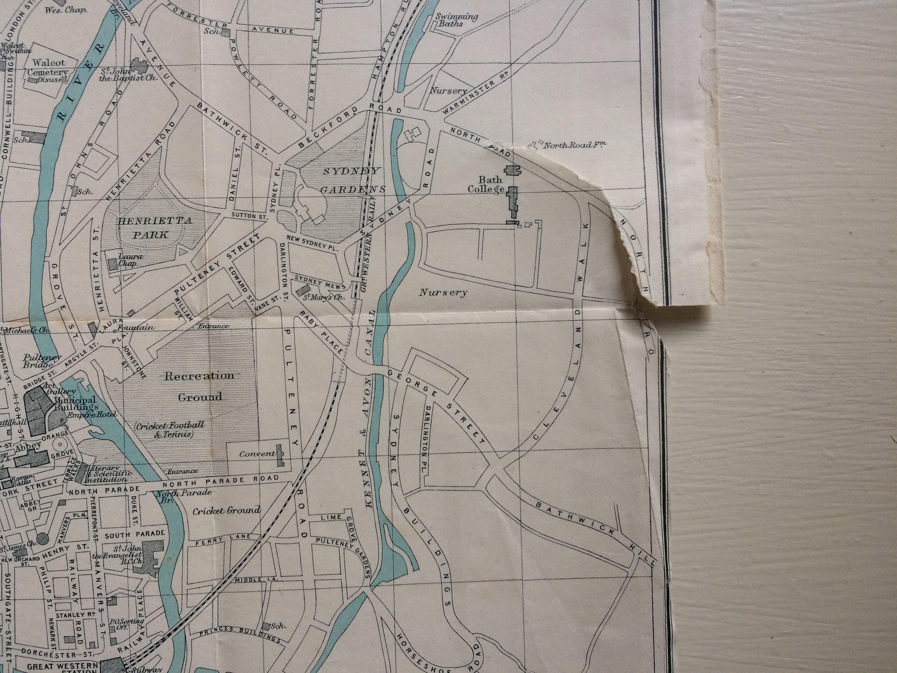 Plan of Bath Original Vintage Map c.1940s, 11.5 x 15.5 inches, Home ...