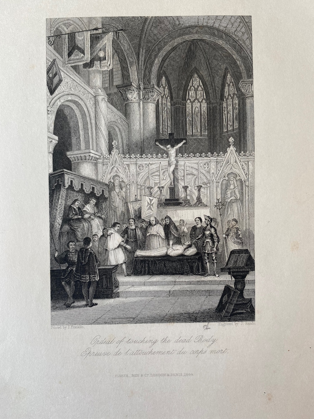 1844 Ordeal of Touching the Dead Body Original Antique Print ...