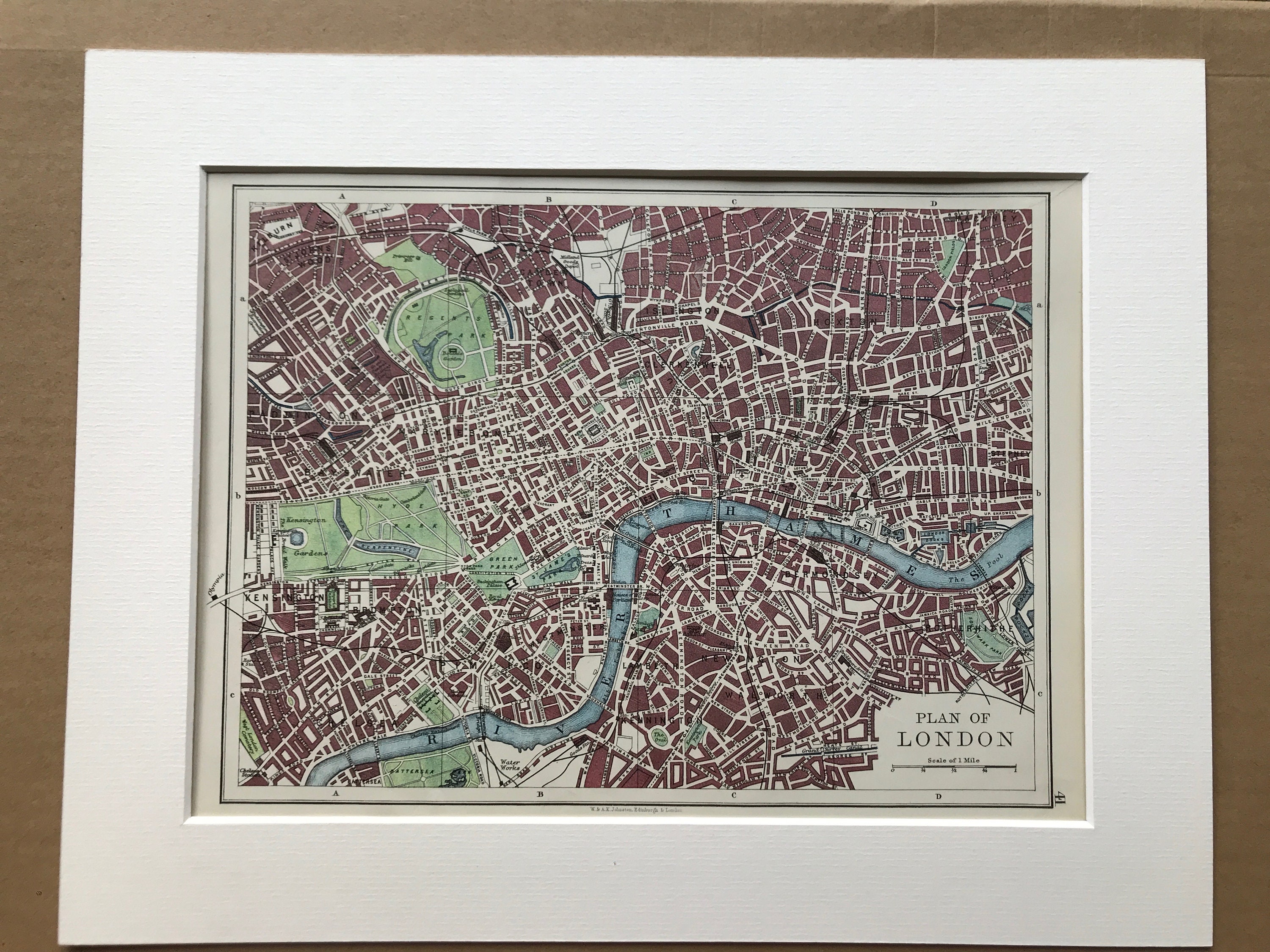 1901 London Original Antique Map - City Plan - England - Mounted and ...
