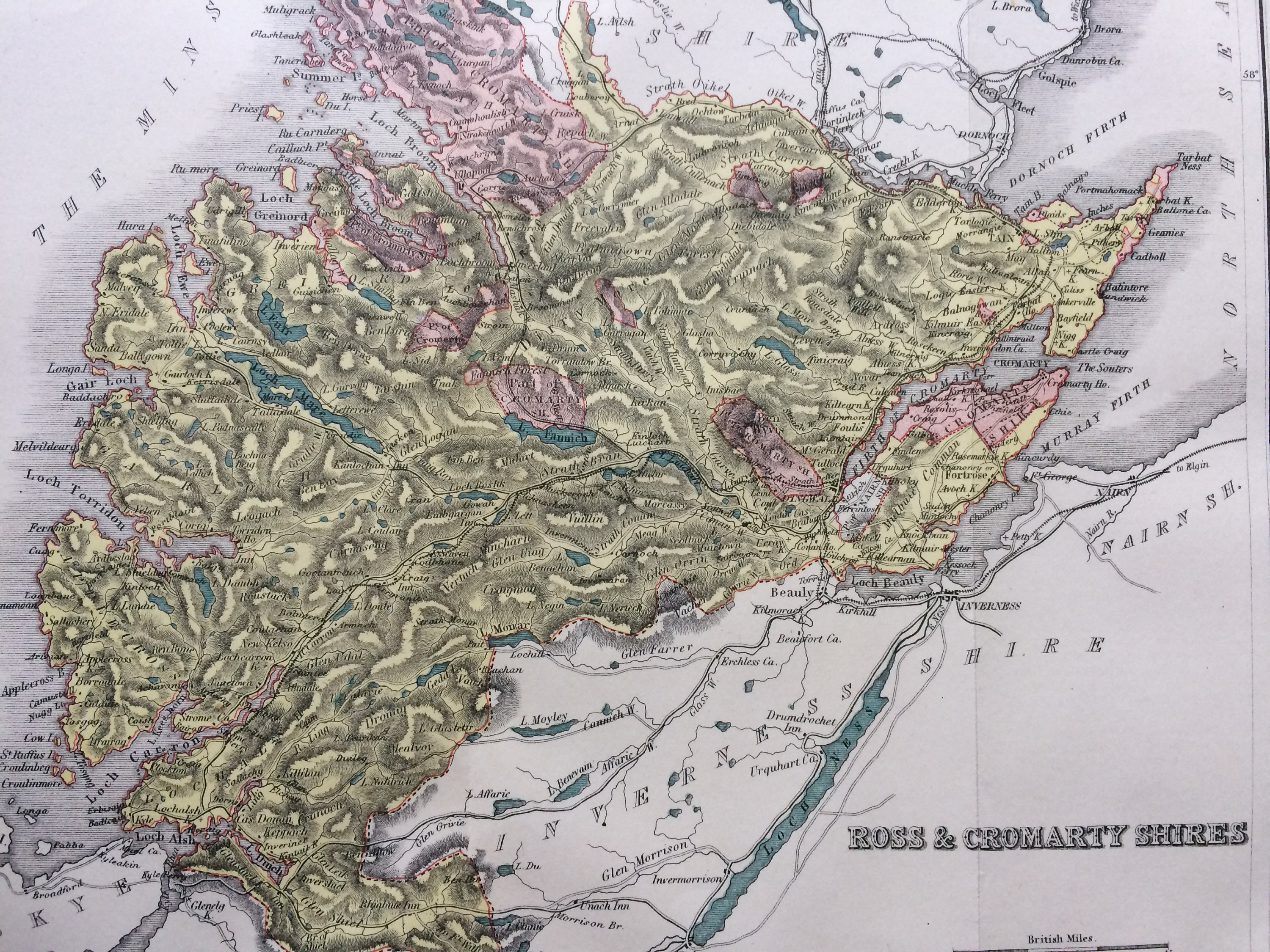 1885 Ross & Cromarty Shires Original Antique Map - Scottish County ...