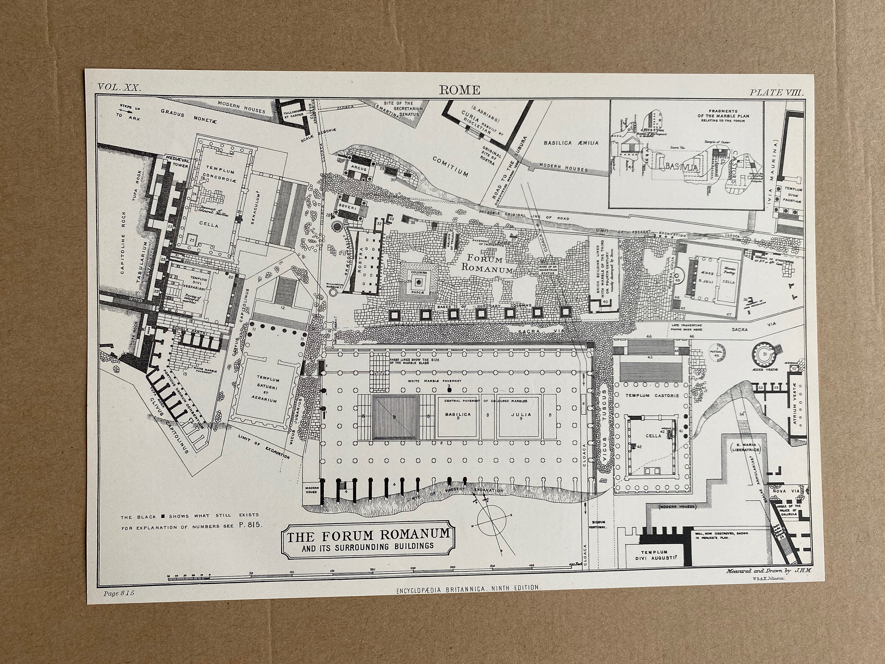 1875 The Forum Romanum and its surrounding buildings Original Antique ...