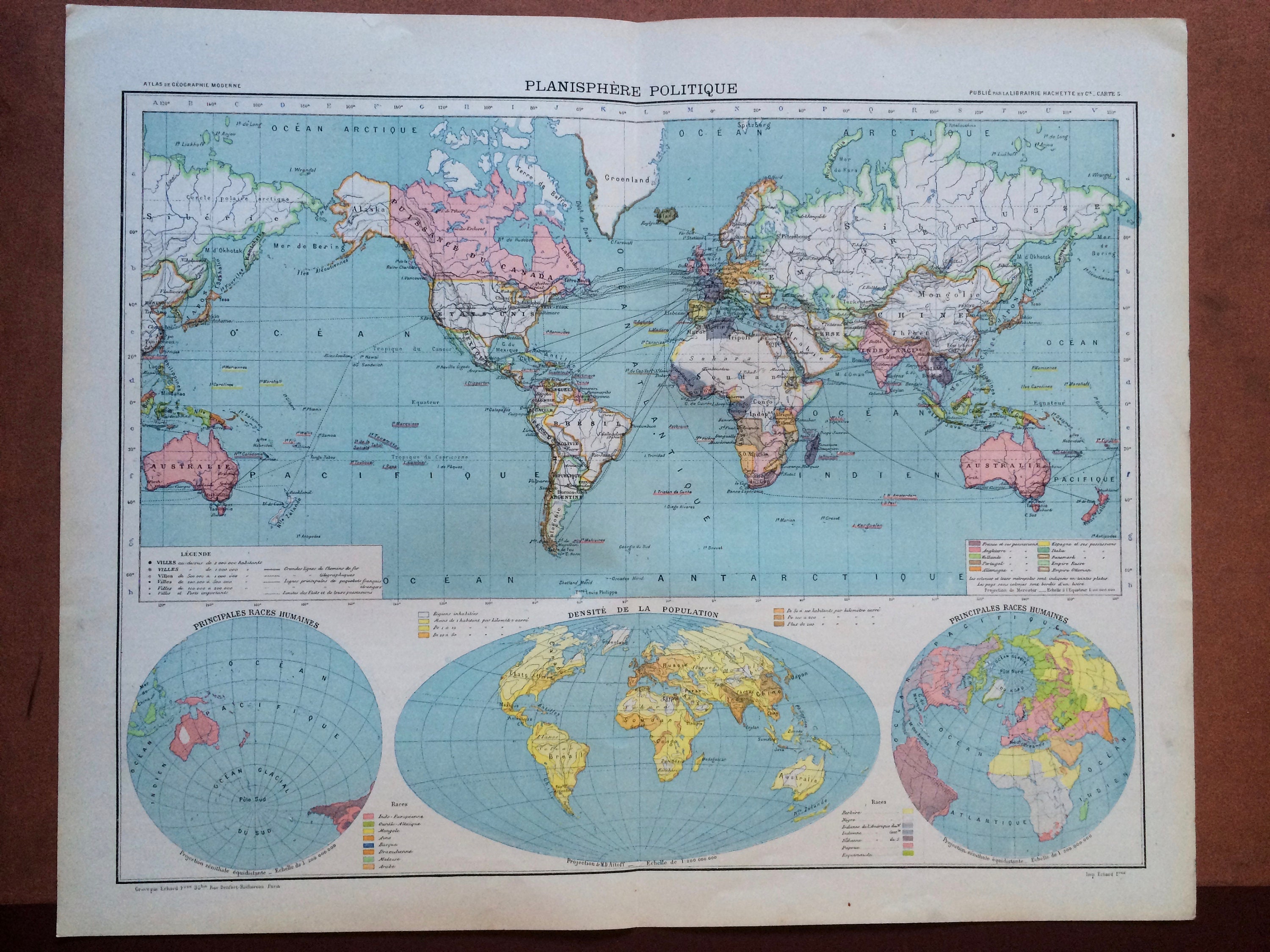 1892 Large Original Antique Political World Map 14.5 X 18 - Etsy