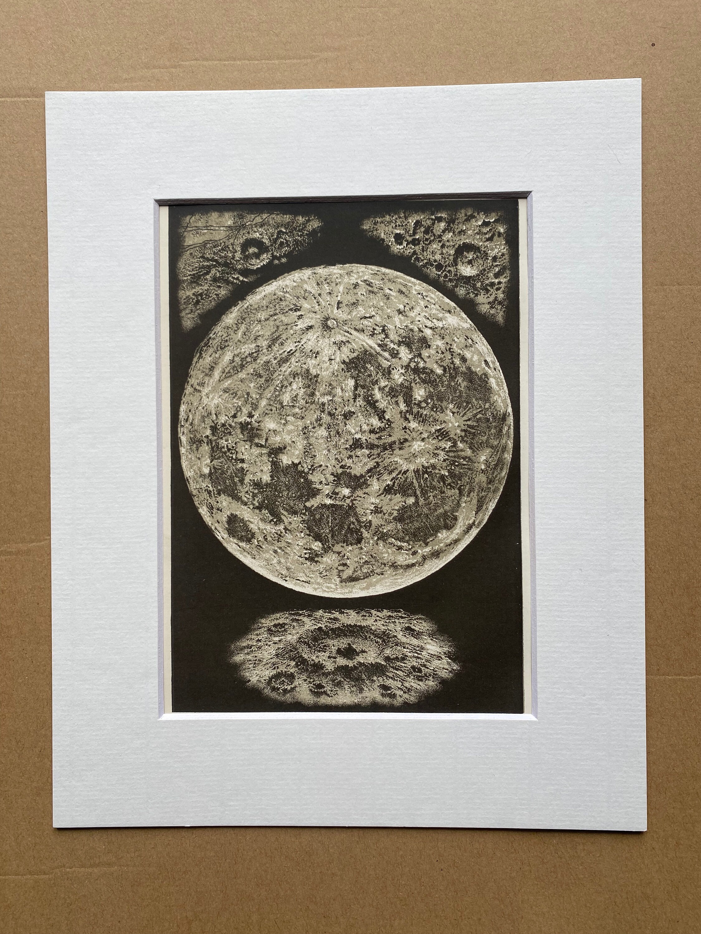 1880 The Moon and Lunar Craters Original Antique Lithograph - Astronomy ...