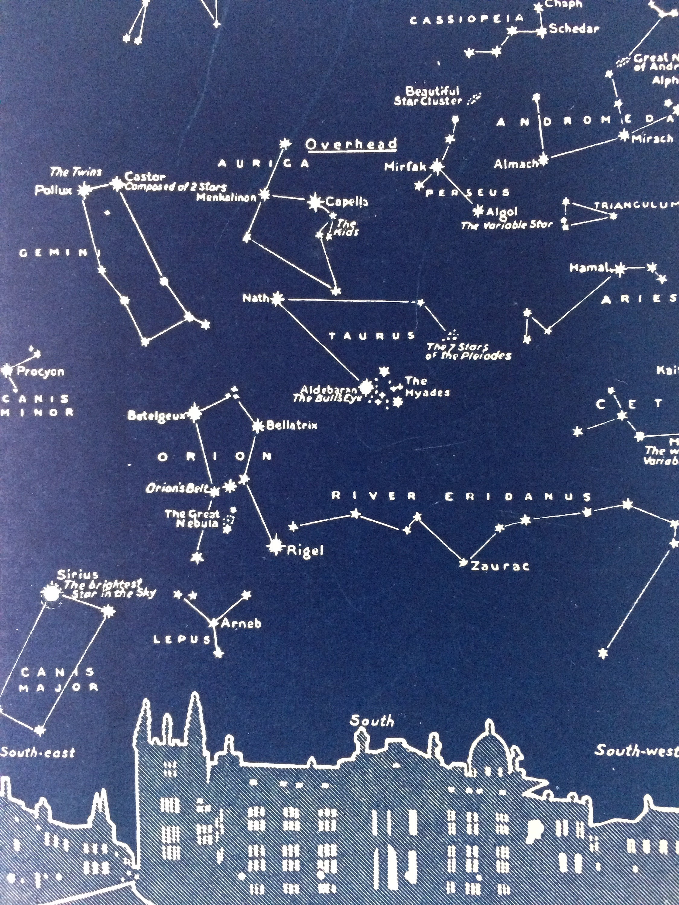 1940s January Star Map seen over Oxford Original Vintage Print ...