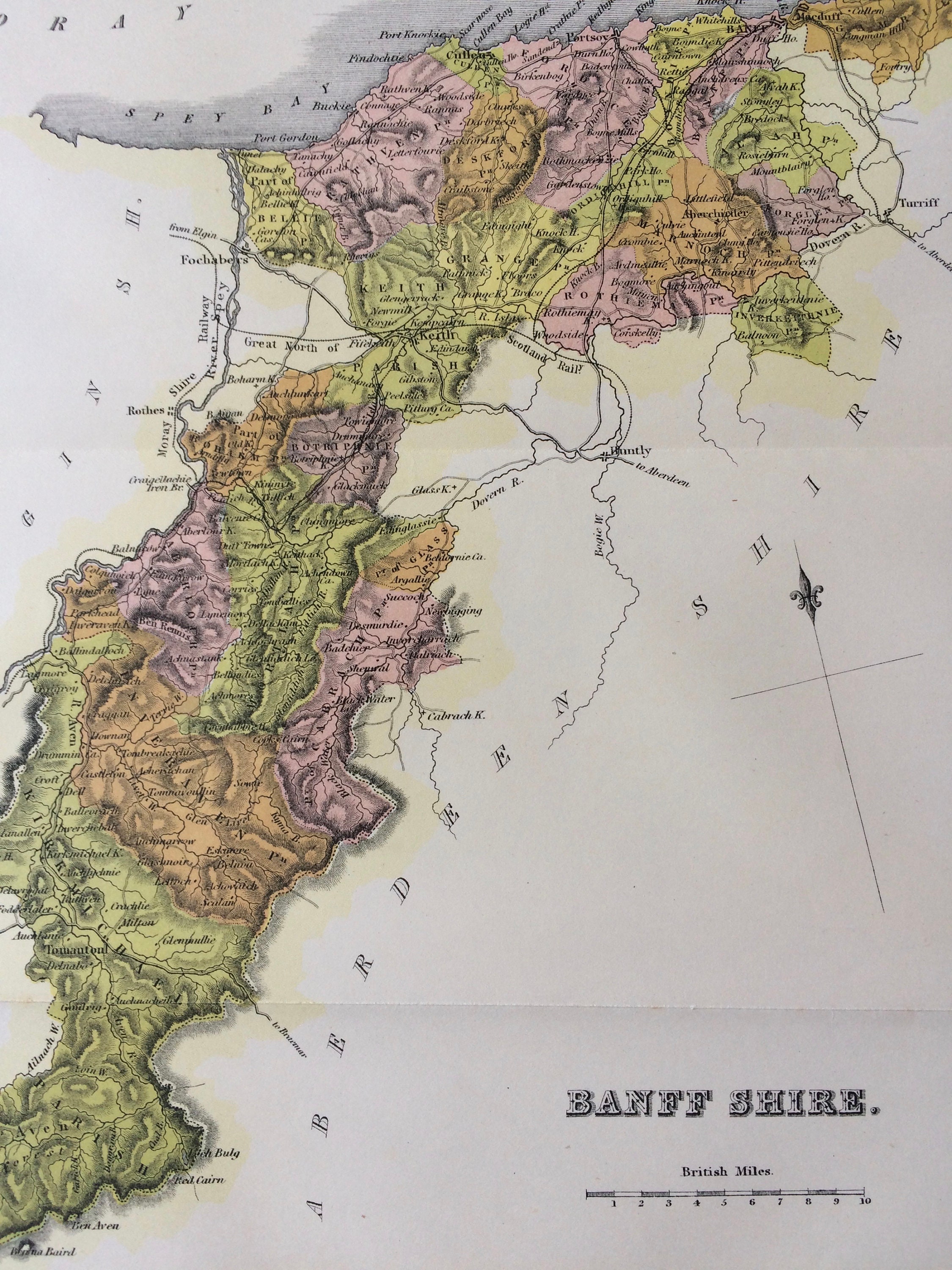 cartography Scotland Scottish County 1882 Banff Shire Original Antique ...