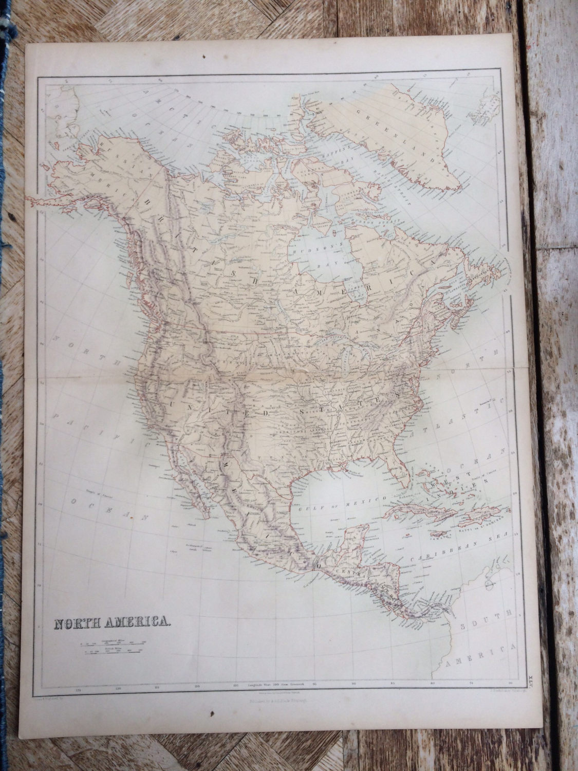 1859 NORTH AMERICA extra large rare original antique A & C Black Map ...