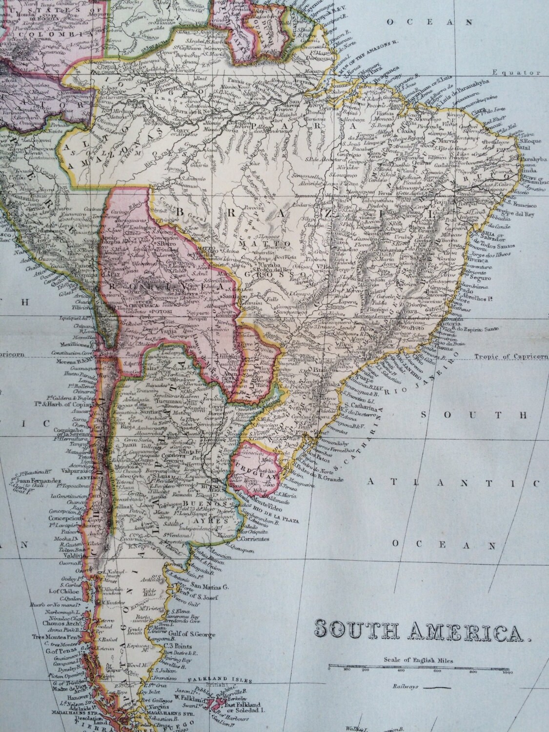 1880 North & South America map set, antique, original, colour ...