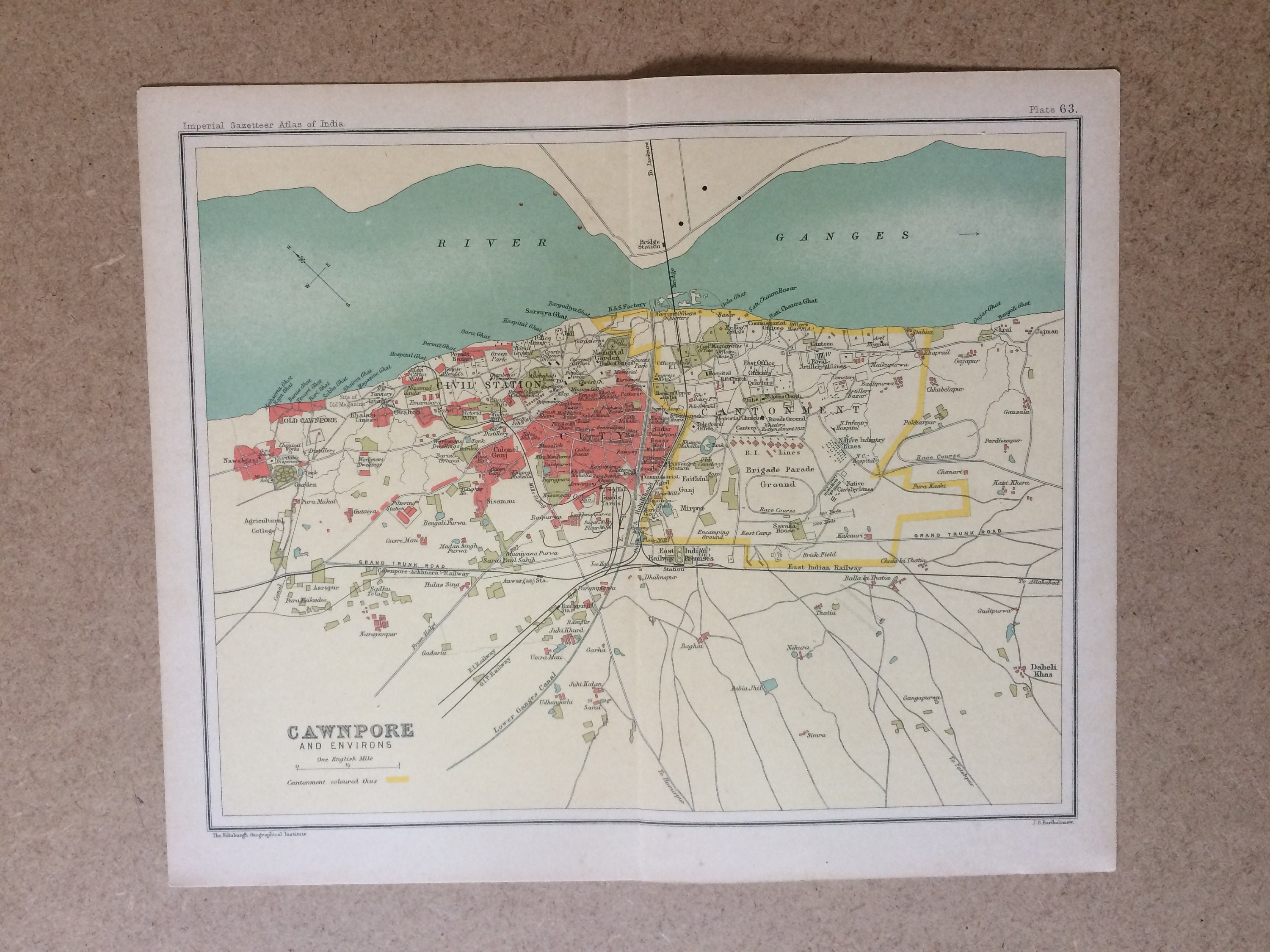 1908 Cawnpore (Kanpur) and Environs Original Antique Map - Available ...