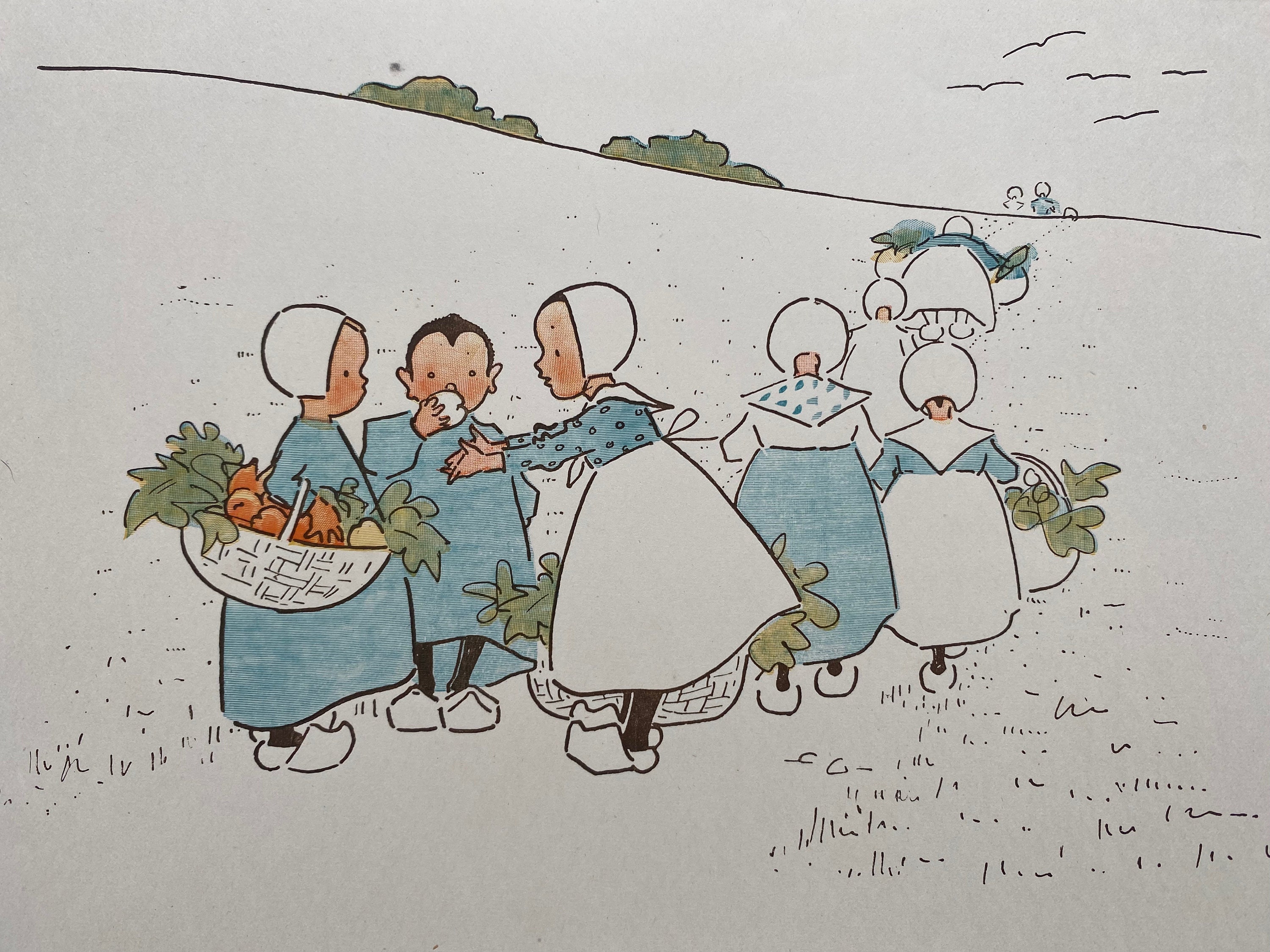 1898 Children of Normandy - 'Off to Market' Original Antique Edith ...