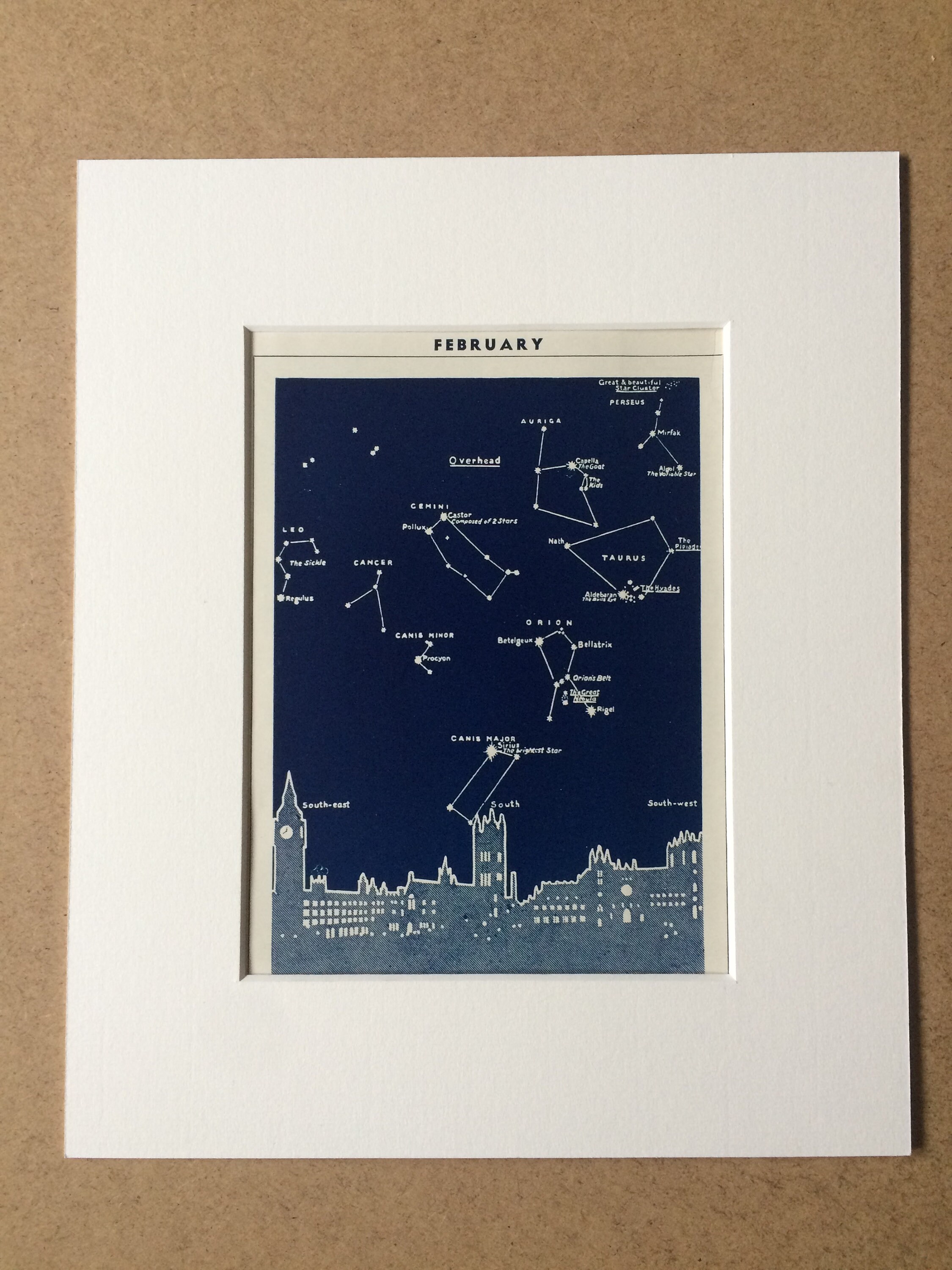 1940s February Star Map seen over Westminster Original Vintage Print ...