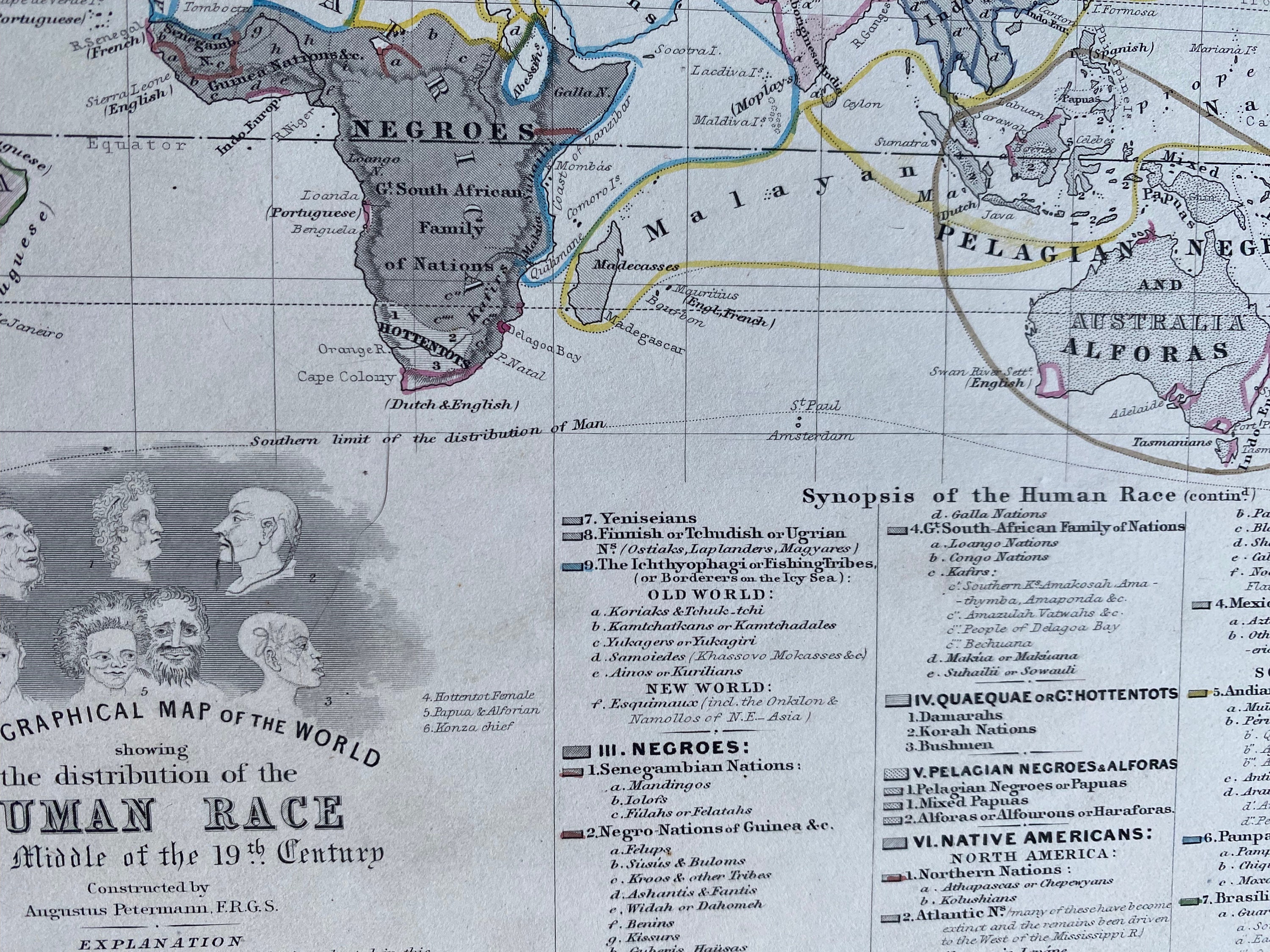 1853 Ethnographical Map of the World showing the distribution of the ... 1853 Ethnographical Map of the World showing the distribution of the ...