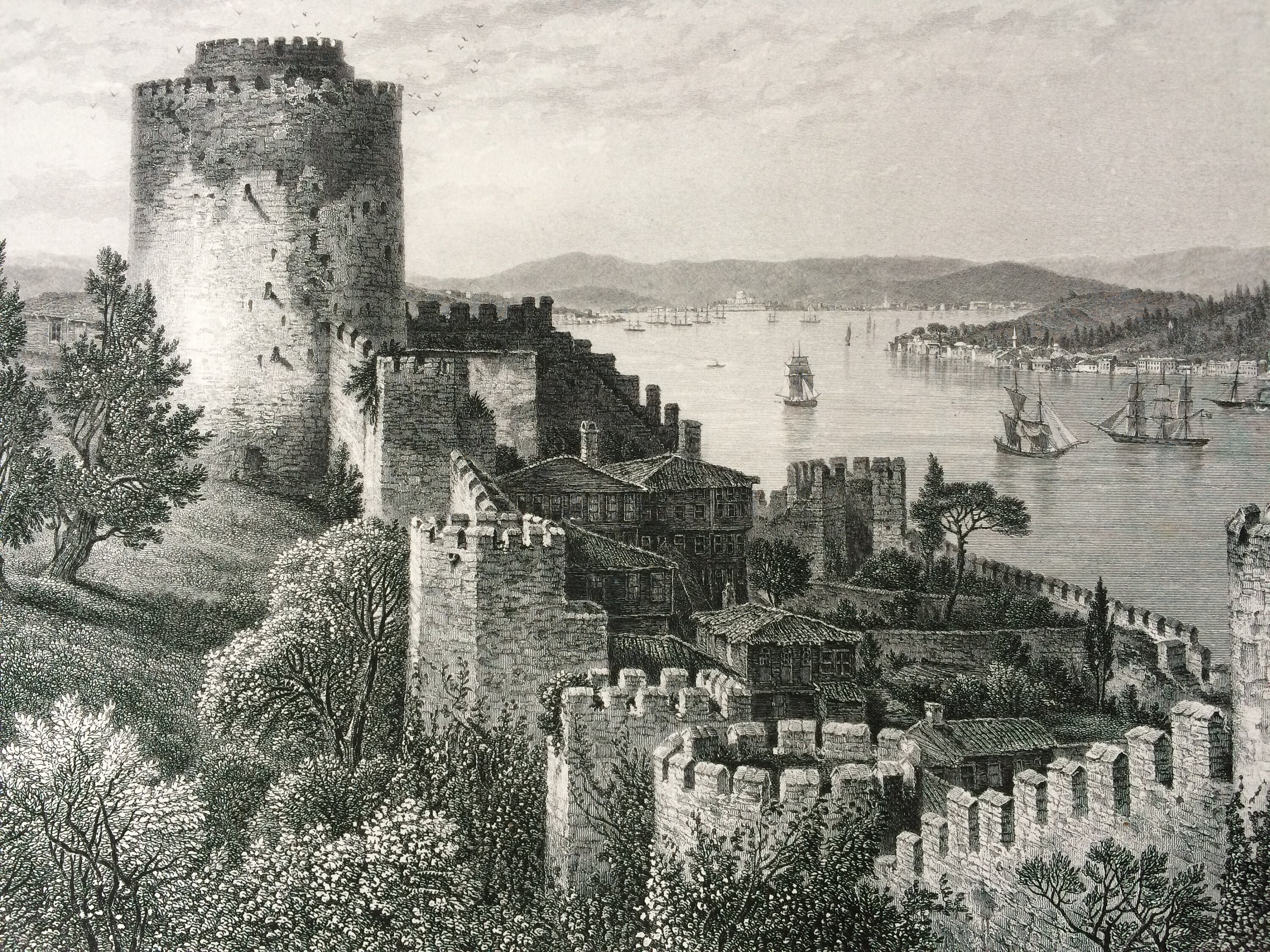 1876 The Bosphorus, Constantinople Original Antique Steel Engraving ...