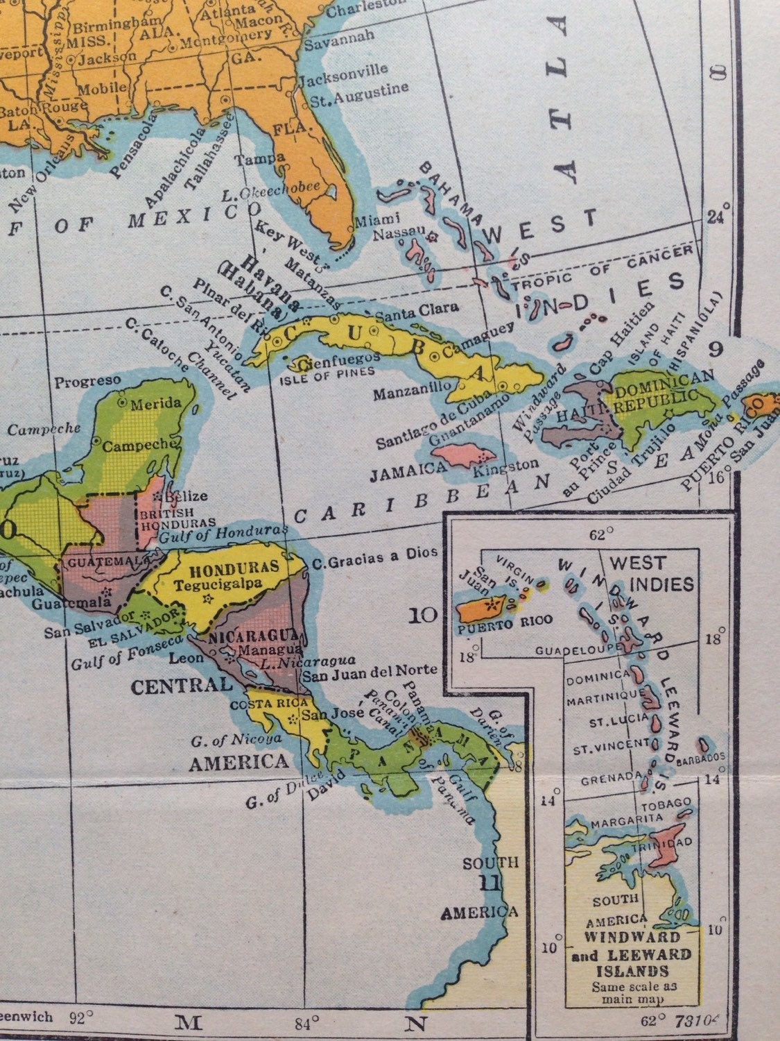 1940s NORTH AMERICA original vintage map