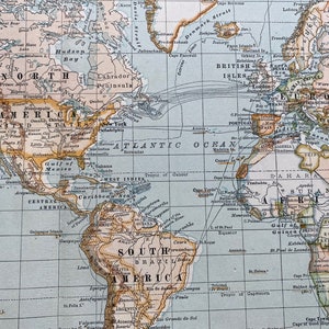 1903 Original Antique World Map on Mercator's Projection Showing the ...