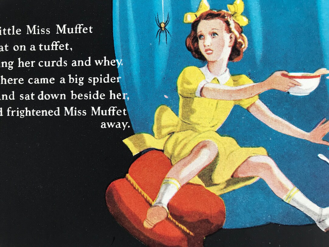 1940s Little Miss Muffet Original Vintage Illustration - Mounted and ...