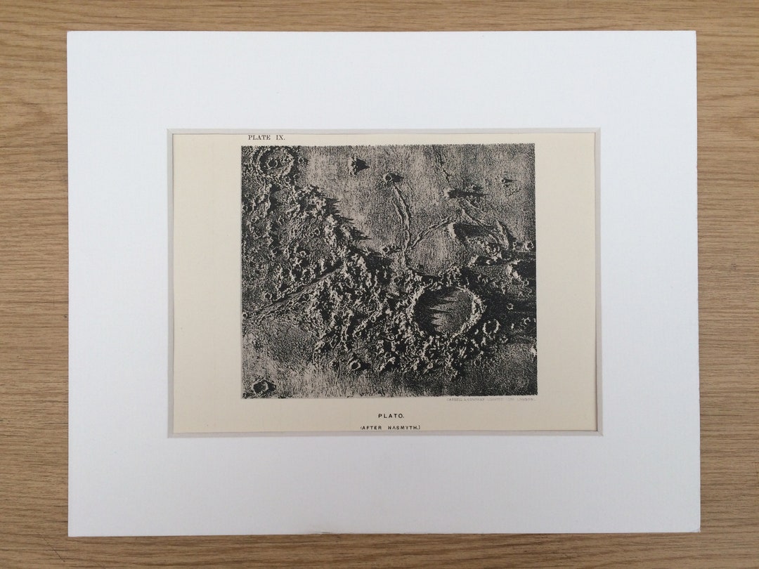 1893 Plato Lunar Crater Original Antique Matted Lithograph Astrology ...