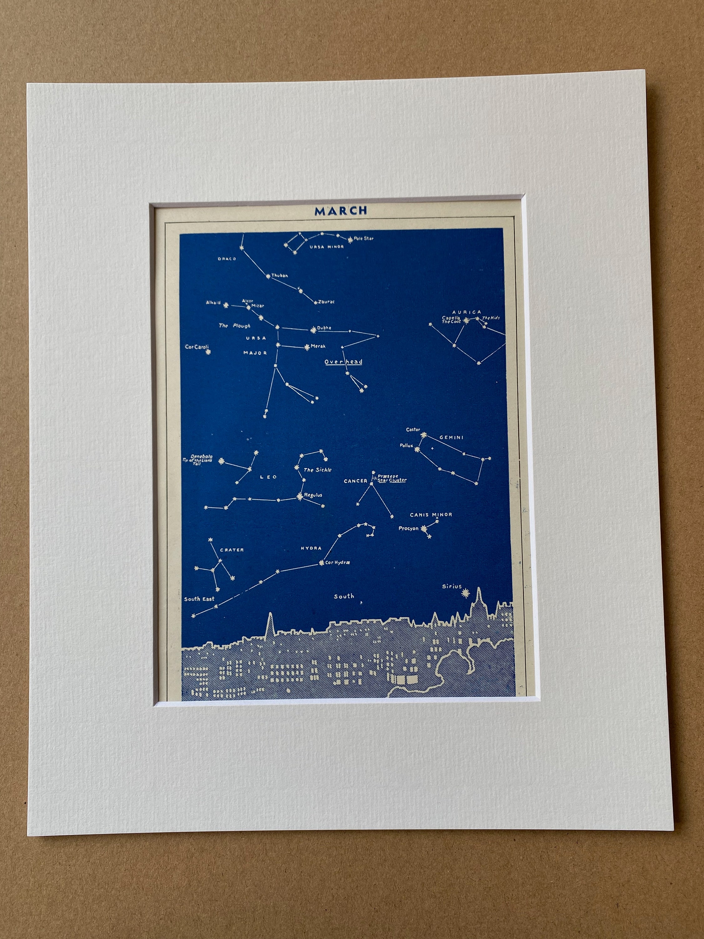 1940s March Star Map - Stars over Edinburgh Original Vintage Print ...