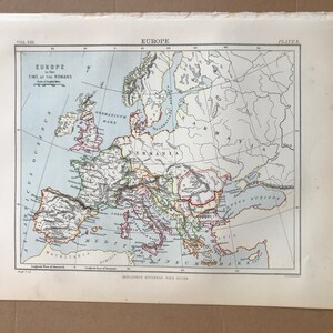1875 Europe in the Time of the Romans Original Antique Map - Available ...