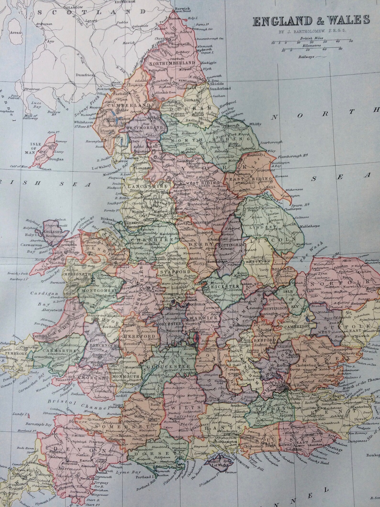 1900 England and Wales Original Antique Map 10 X 12 Inches - Etsy