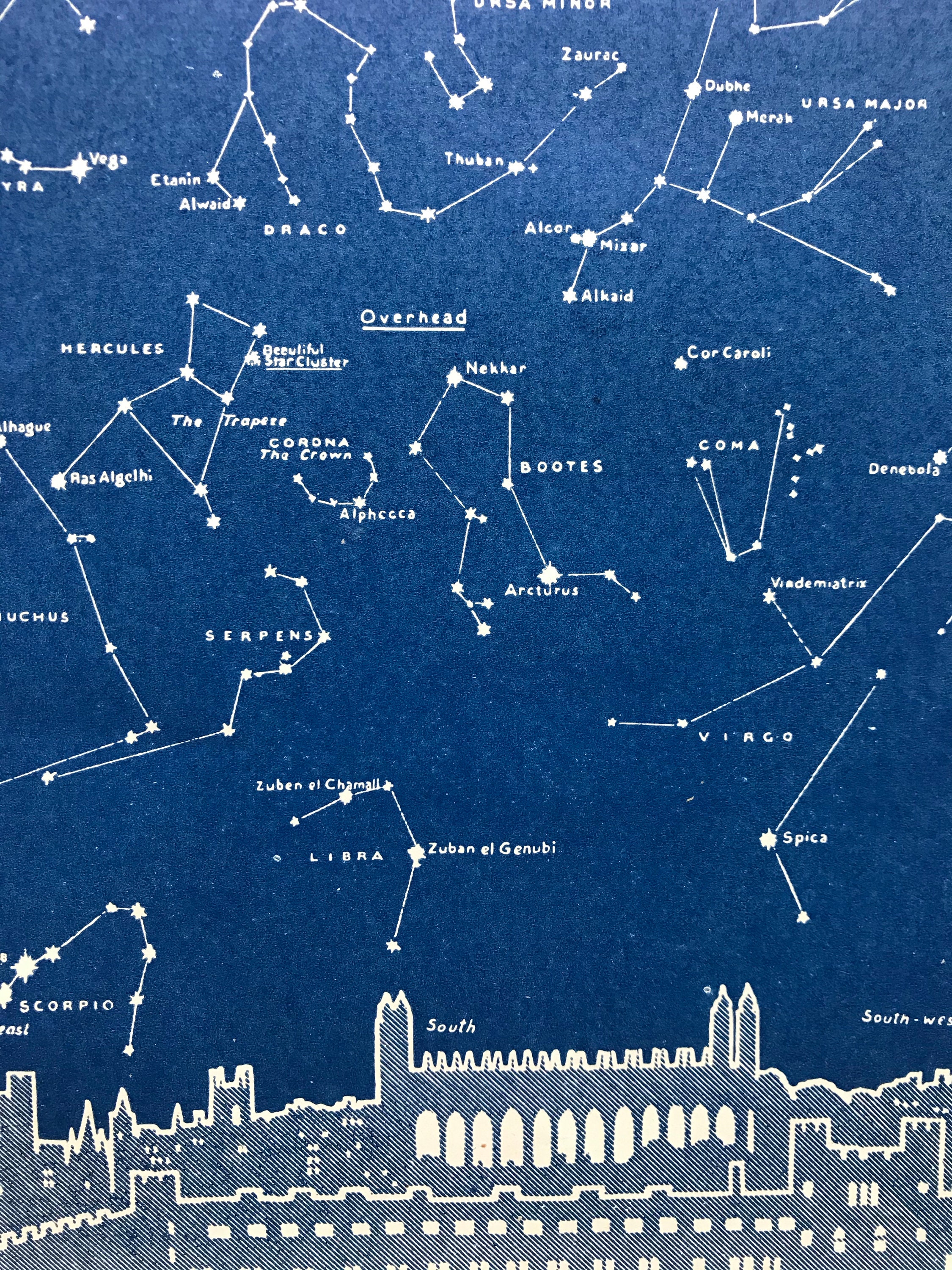 1940s June Star Map seen over Cambridge Original Vintage Print ...