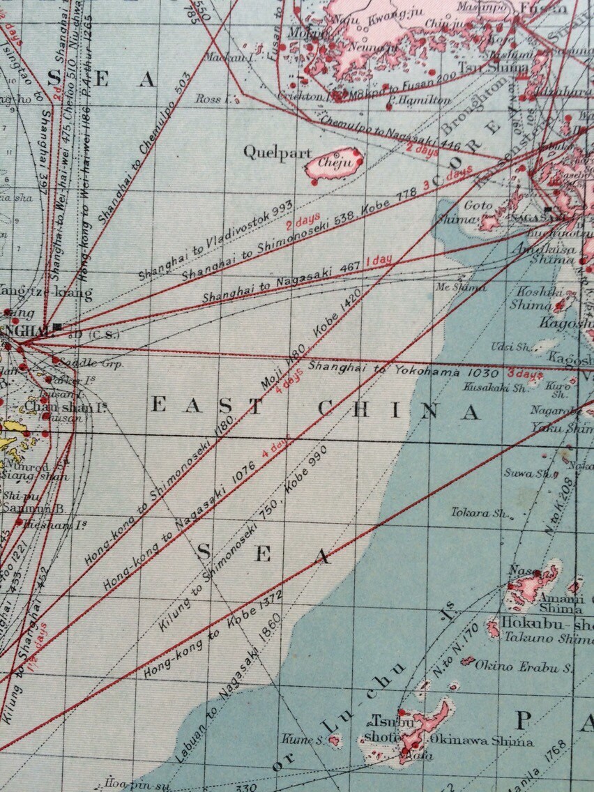 1920 Chinese & Japanese ports mercantile marine map - extra large ...