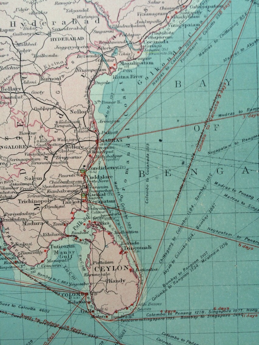 1920 The Arabian Sea mercantile marine map - extra large original ...