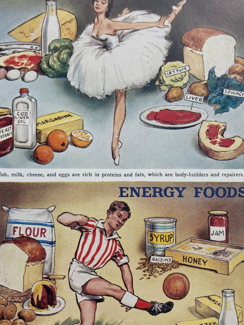 1940s Foods for Bodybuilding and Energy Original Vintage Print | Etsy