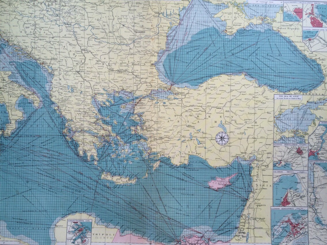 1920 The Eastern Mediterranean mercantile marine map - extra large ...
