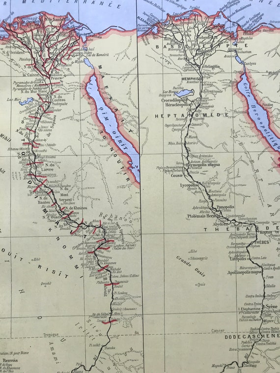 1873 Aegyptus Original Antique Map Egypt Vintage Wall Map, 51% OFF