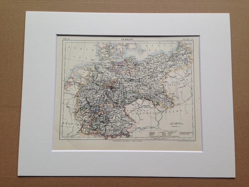 1875 Germany Original Antique Map Available Matted and | Etsy